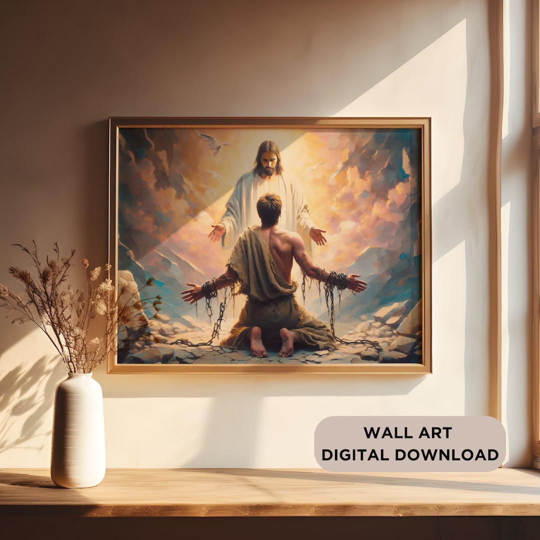 Jesus Breaking Chains Art, Freedom in Jesus, Galatians 5, Psalms 107 ...