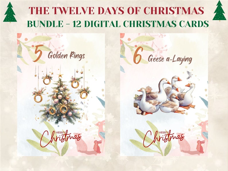 Bundle Twelve Days of Christmas Cards 12 Days of Christmas - Etsy