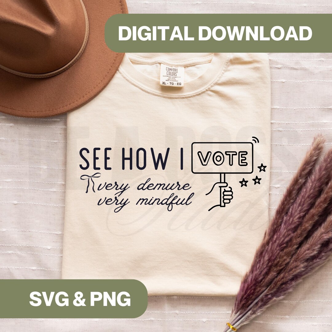 Funny Vote Shirt Demure PNG & SVG Digital Download Childless Cat Lady ...