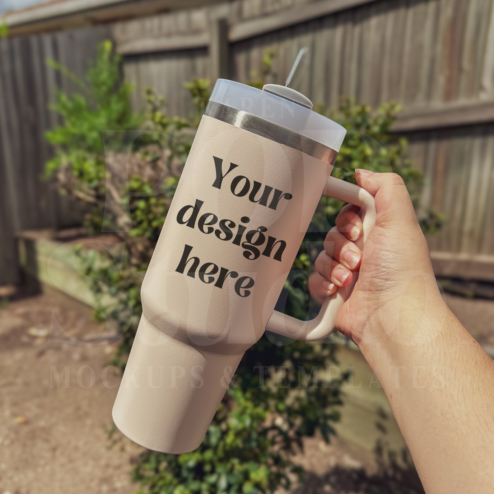 40 Oz Tumbler Mockup Rose Quartz Tumbler With Handle JPEG Boho Dye Sublimation Template Collab ...