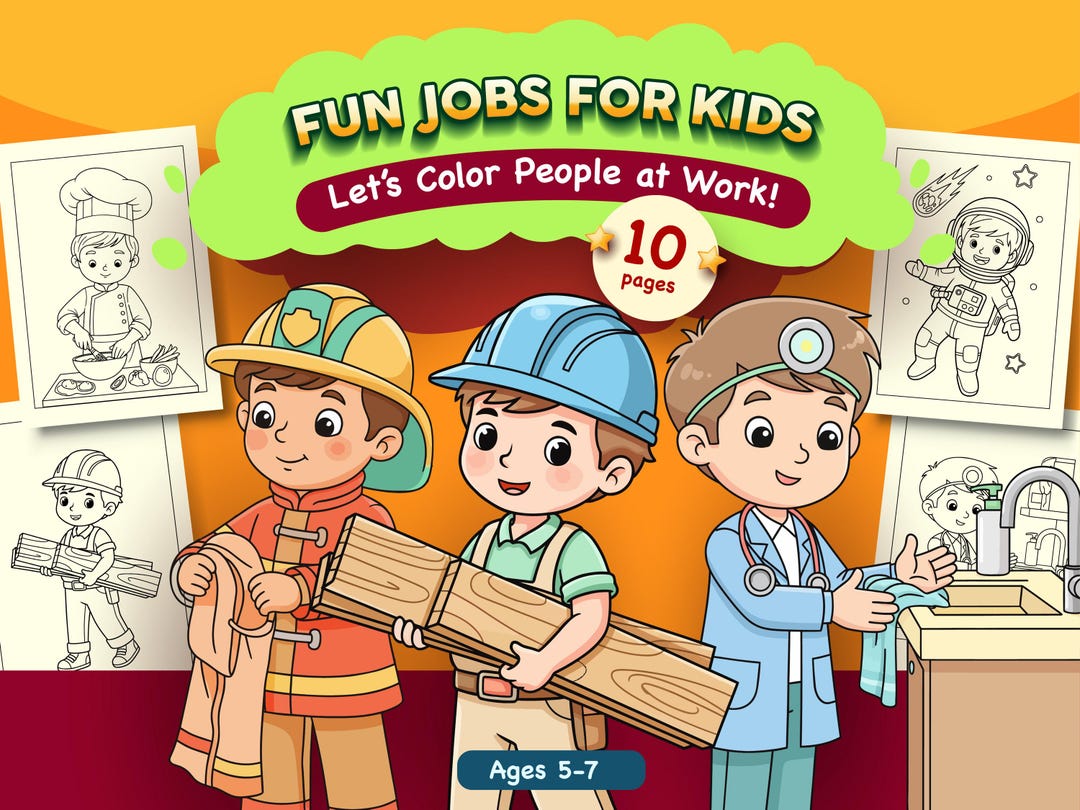 Fun Jobs Coloring Book for Kids | Kindergarten & Early Elementary ...