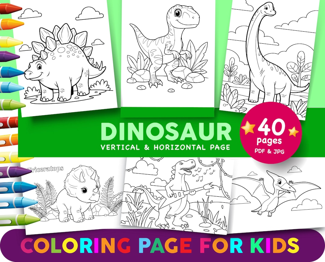 Dinosaur Coloring Pages for Kids | Fun Printable Dino Activity Book (40 ...