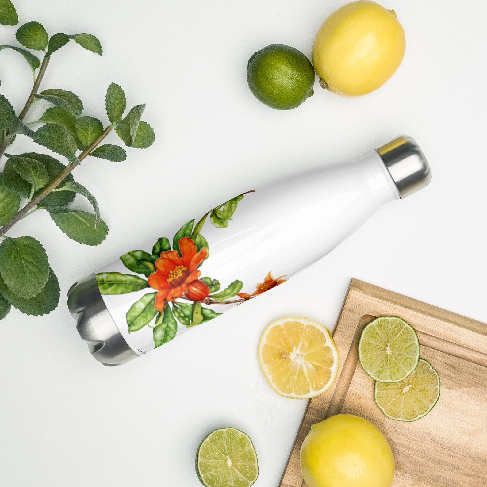 Thermal Bottle 500 Ml Stainless Steel With Botanical Illustration ...