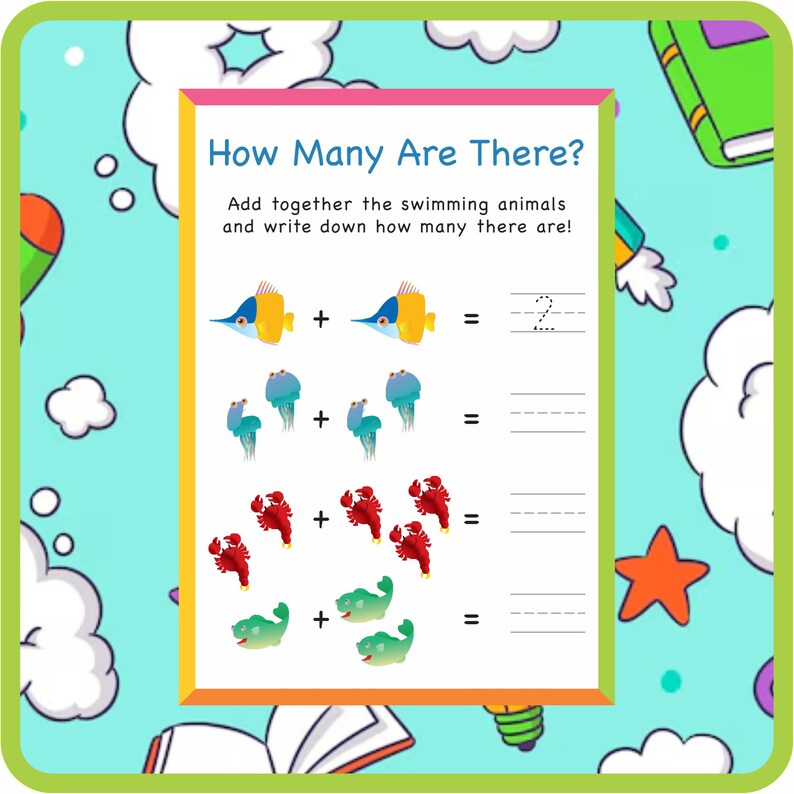 Preschool Kindergarten Workbook, Under the Sea Math Book, Printable ...
