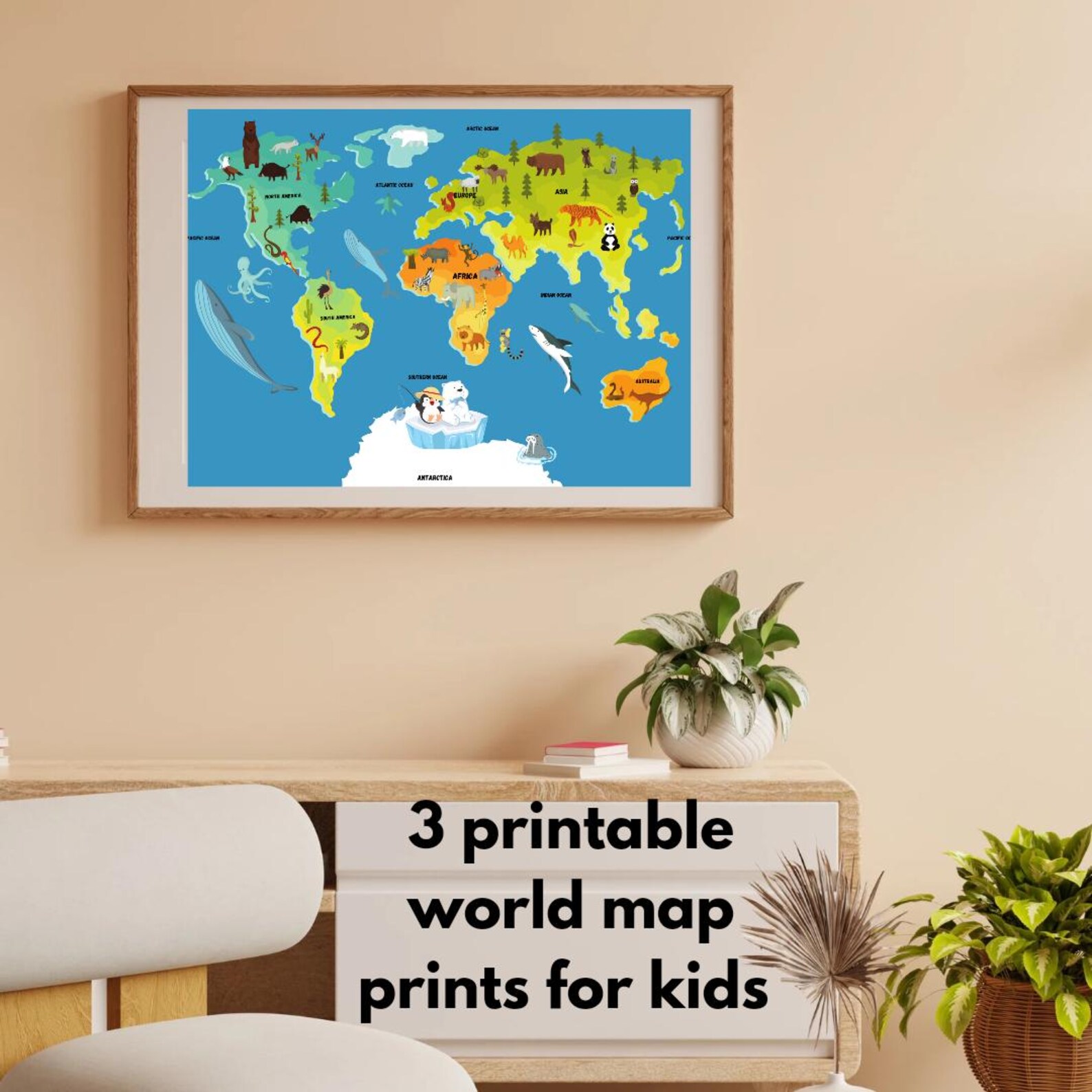World Map Sticker,set of 3 World Map, SVG, PNG, Pdf,educational Poster ...
