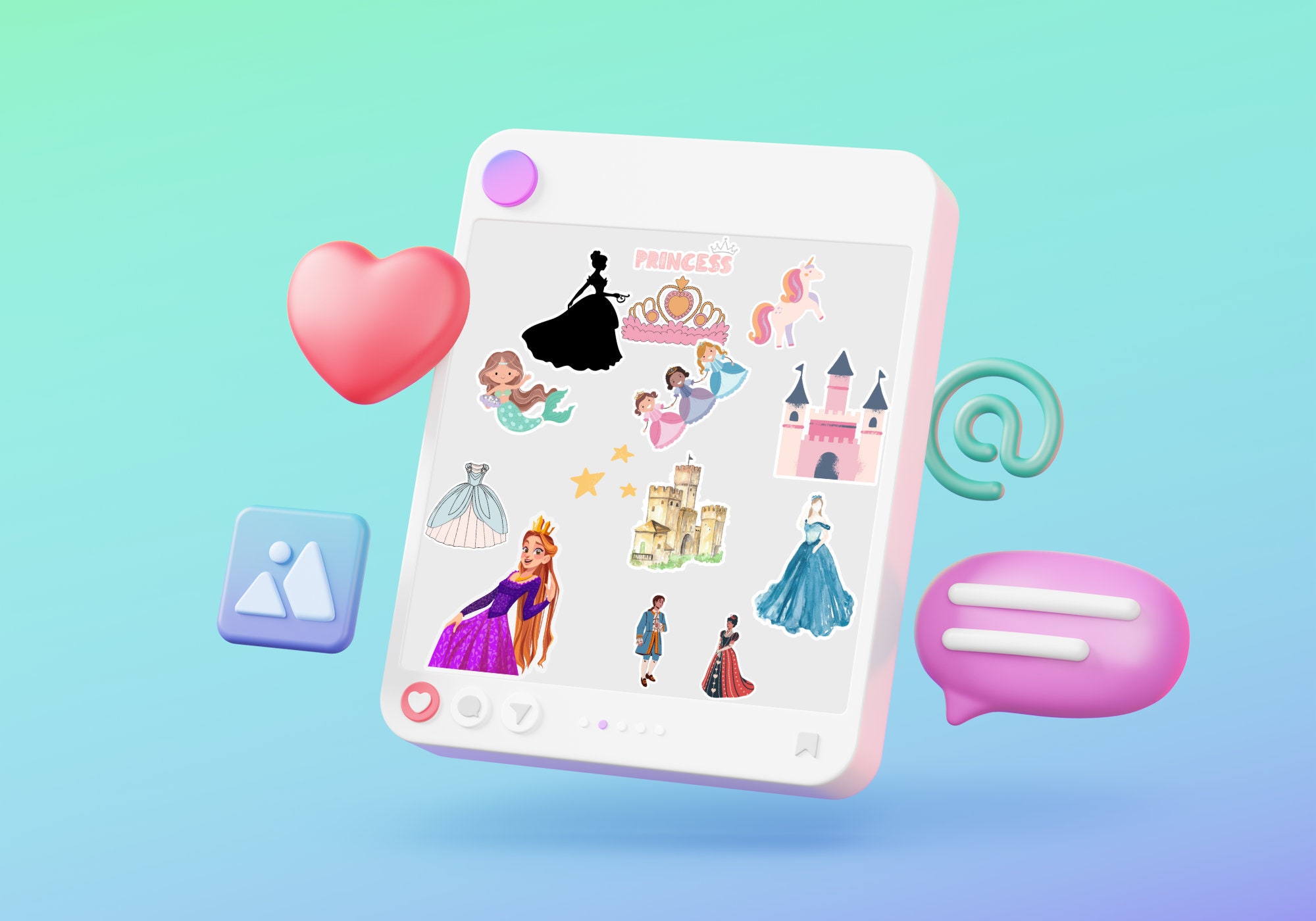 Disney Princess Printable Stickers PDF Disney Princess Cartoon Sticker ...