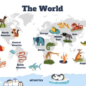 World Map Sticker,set of 3 World Map, SVG, PNG, Pdf,educational Poster ...