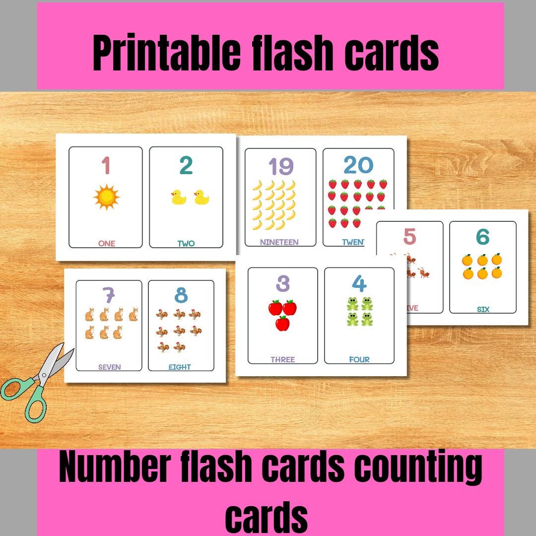 Number Flashcards, Counting Cards, Printable, Counting Activity,number ...