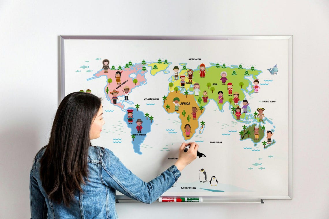 World Map Sticker,set of 3 World Map, SVG, PNG, Pdf,educational Poster ...