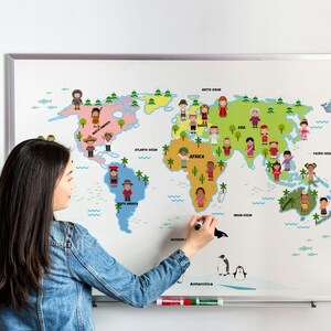 World Map Sticker,set of 3 World Map, SVG, PNG, Pdf,educational Poster ...