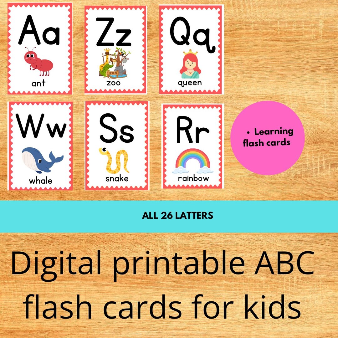 ABC Flash Cards, Educational Cards, A-Z Cards, Learn Abcs, Alphabet ...