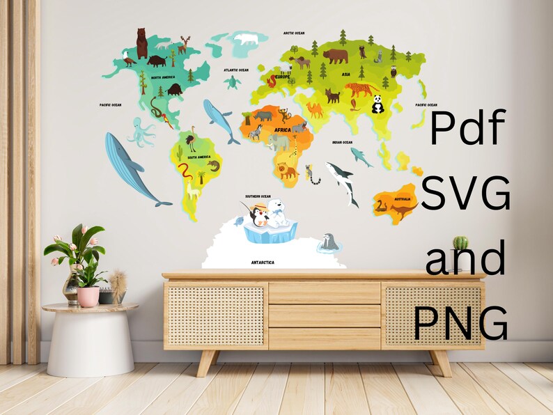 World Map Sticker,set of 3 World Map, SVG, PNG, Pdf,educational Poster ...