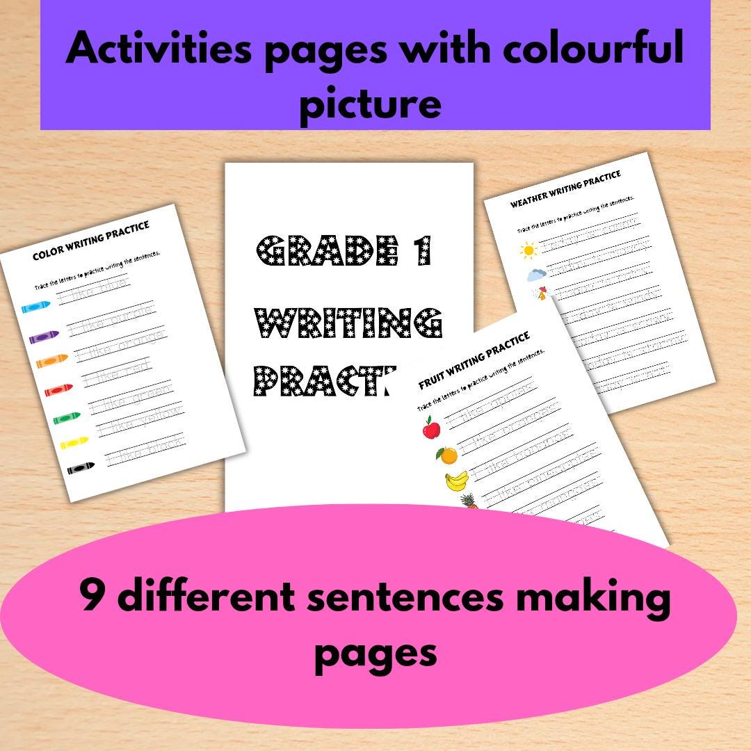 Grade 1 Work Sheet, Sentences Making Practice, Tracing Worksheets ...
