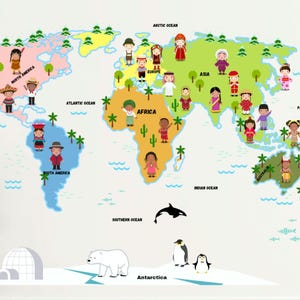 World Map Sticker,set of 3 World Map, SVG, PNG, Pdf,educational Poster ...