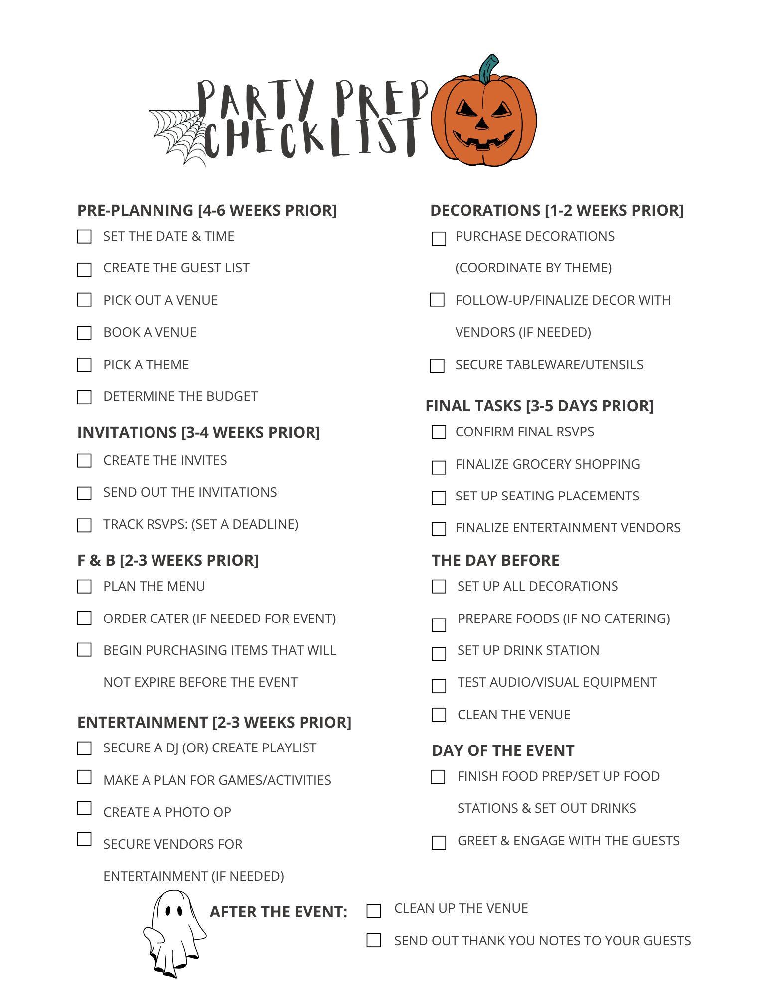 Halloween Party Planning Checklist PDF Download - Etsy