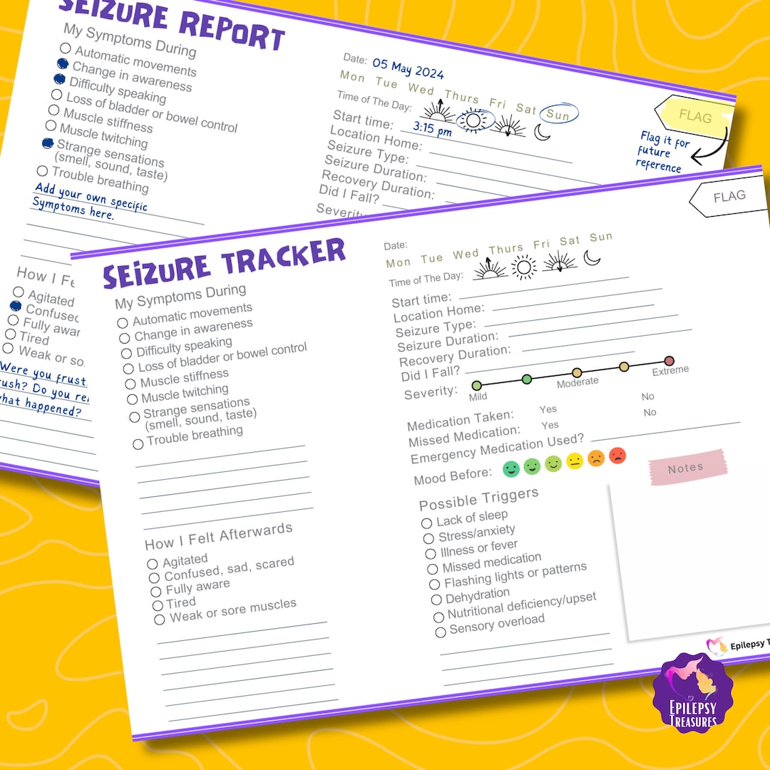 Printable Seizure Tracker | Epilepsy Journal and Symptom Tracker | A4 ...