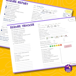 Printable Seizure Tracker | Epilepsy Journal and Symptom Tracker | A4 ...