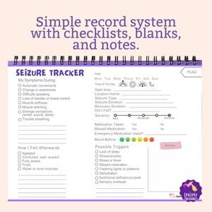 Printable Seizure Tracker | Epilepsy Journal and Symptom Tracker | A4 ...