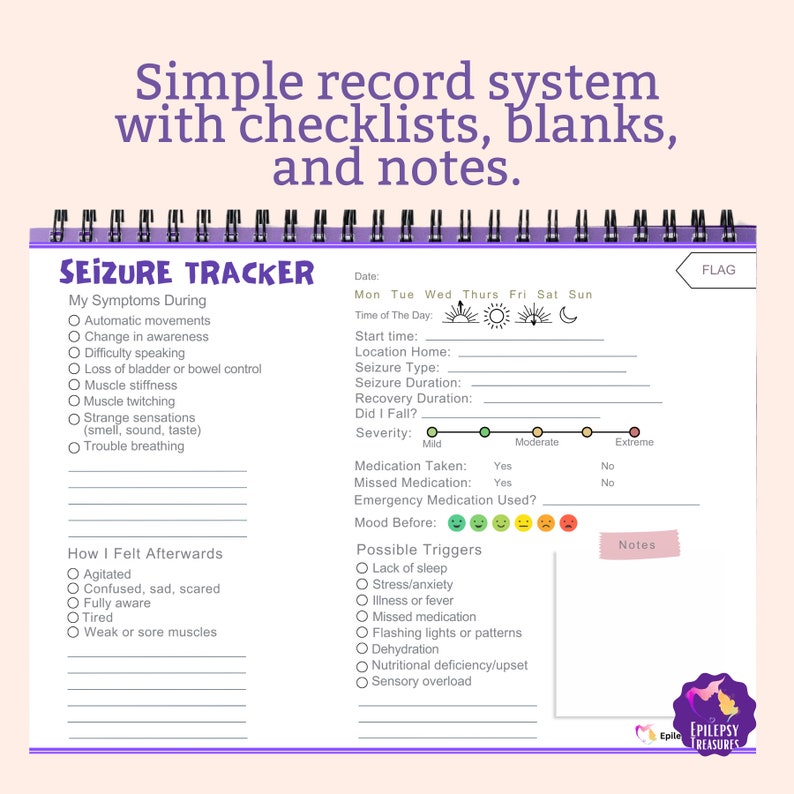 Printable Seizure Tracker | Epilepsy Journal and Symptom Tracker | A4 ...