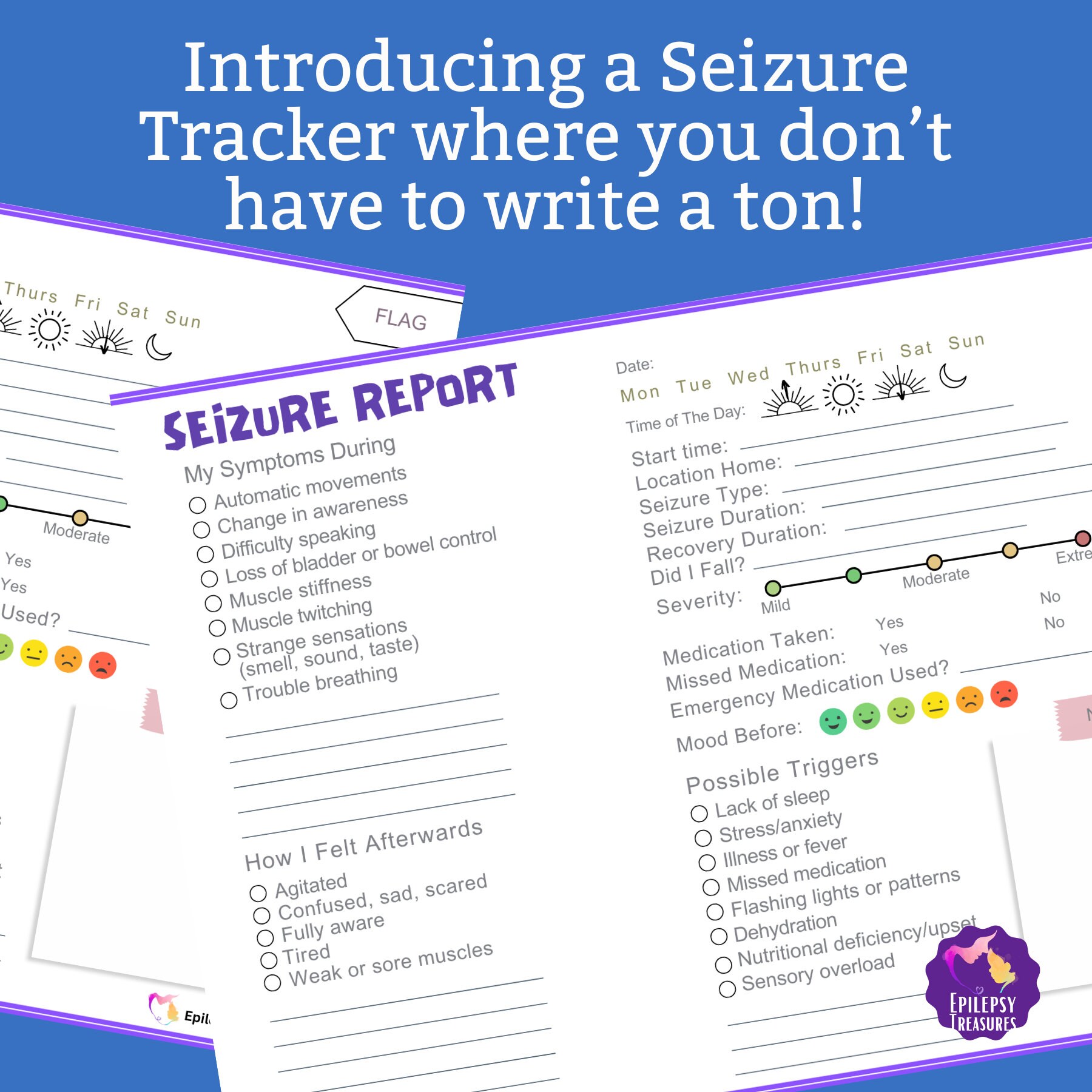 Printable Seizure Tracker | Epilepsy Journal and Symptom Tracker | A4 ...