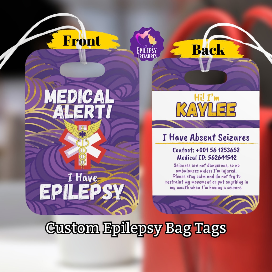 Custom Epilepsy Tag, in Case of Emergency, Medical Alert Tag, Epilepsy ...