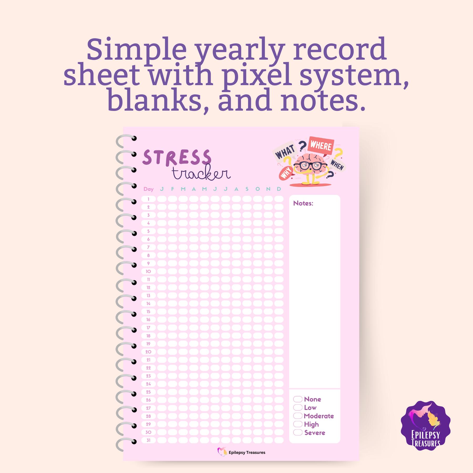 Printable Stress Tracker | Epilepsy Journal and Symptom Tracker | A4 ...