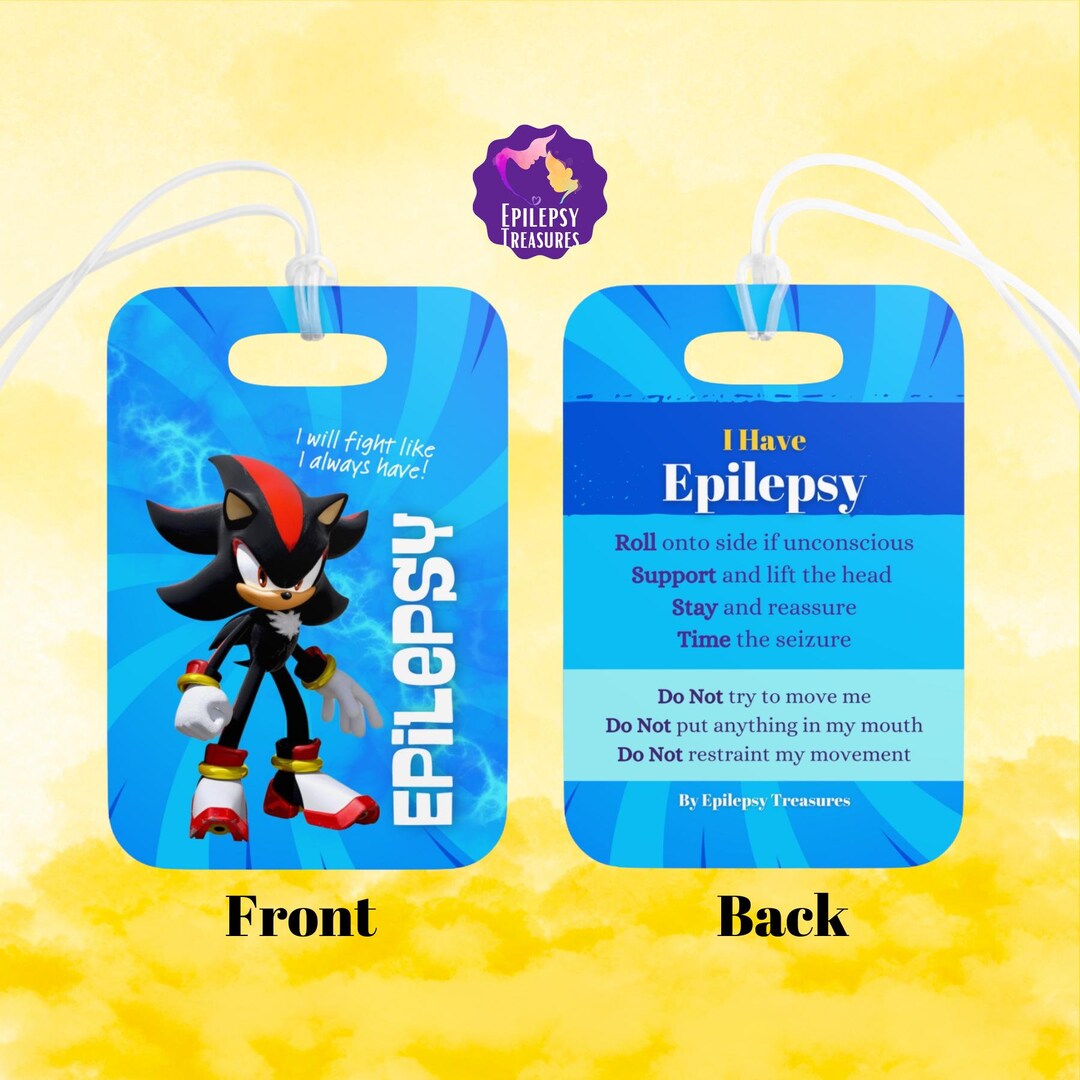 Sonic and Shadow Bag Tag, Epilepsy Medical Alert Tag, Seizure Awareness ...