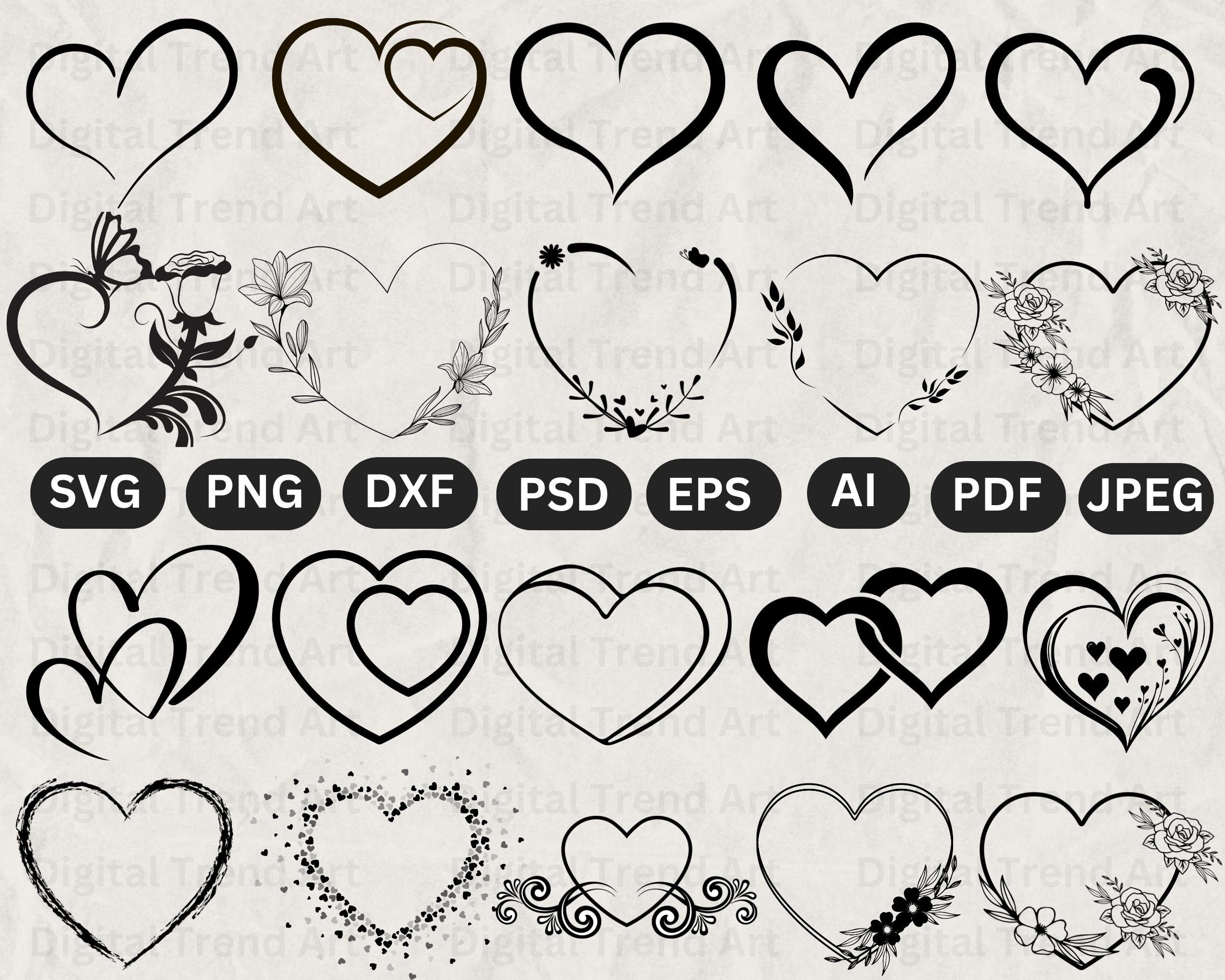 Hand Drawn Heart Svg Heart Svg Bundle Sketch Heart Svg Valentine Svg