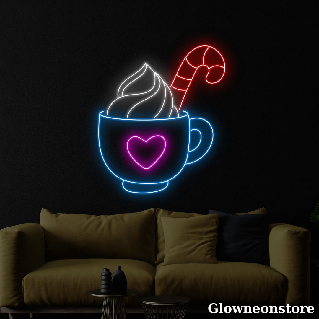 Chocolate Creamy Candy Cane Neon Sign Cocoa Cream Cup LED - Etsy
