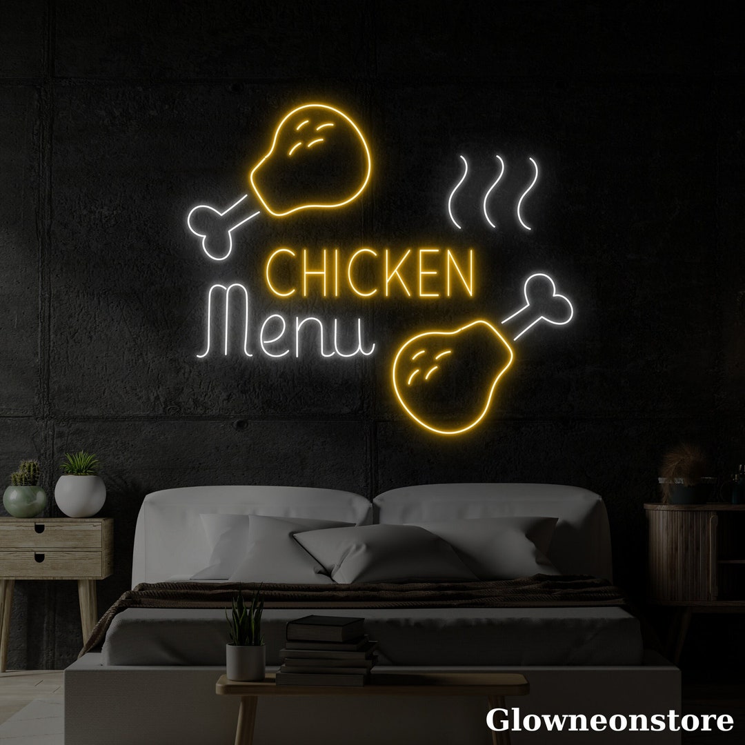 Chicken Menu Neon Sign Chicken Menu Led Light Sign Welcome - Etsy