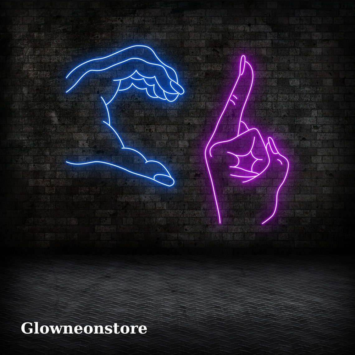 Hand Heart Middle Finger Neon Sign Hand Heart Led Sign - Etsy