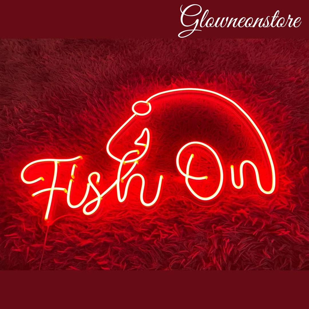 Fish on Neon Sign Fishing LED Sign Gift for Dad Custom Neon - Etsy