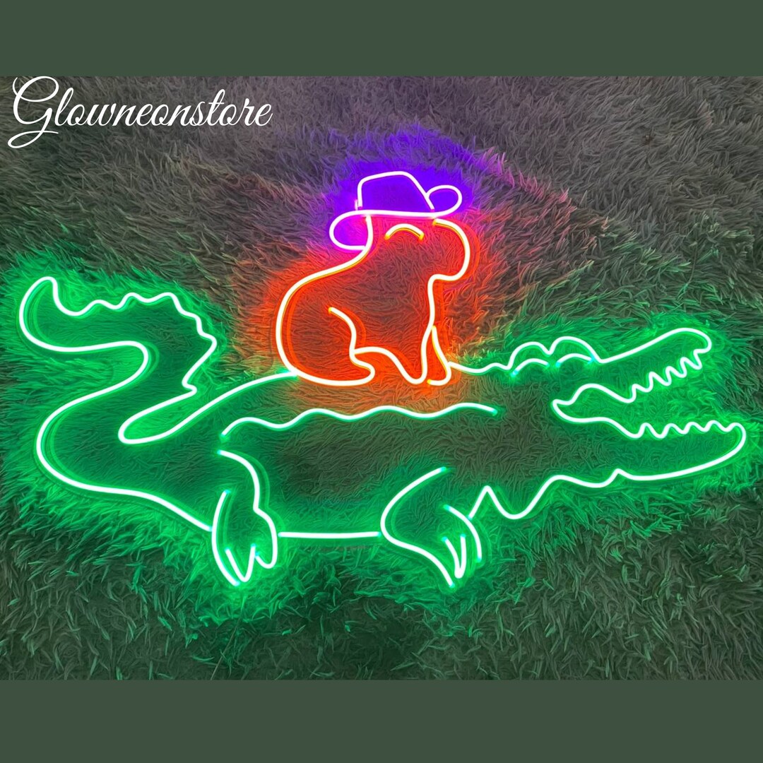 Crocodile Capybara Neon Sign Capybara LED Sign Custom Neon - Etsy