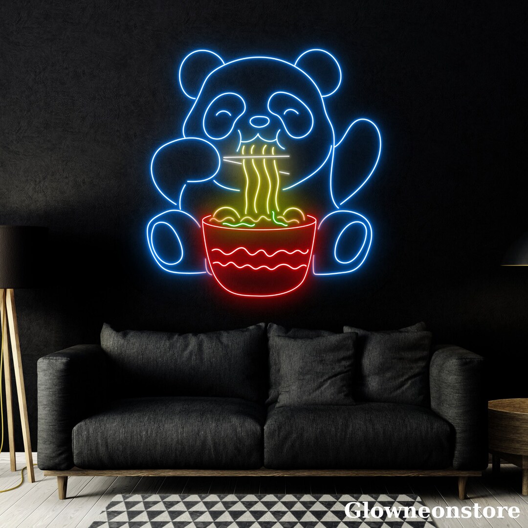 Cute Panda Eat Ramen Neon Sign Panda Led Sign Ramen - Etsy