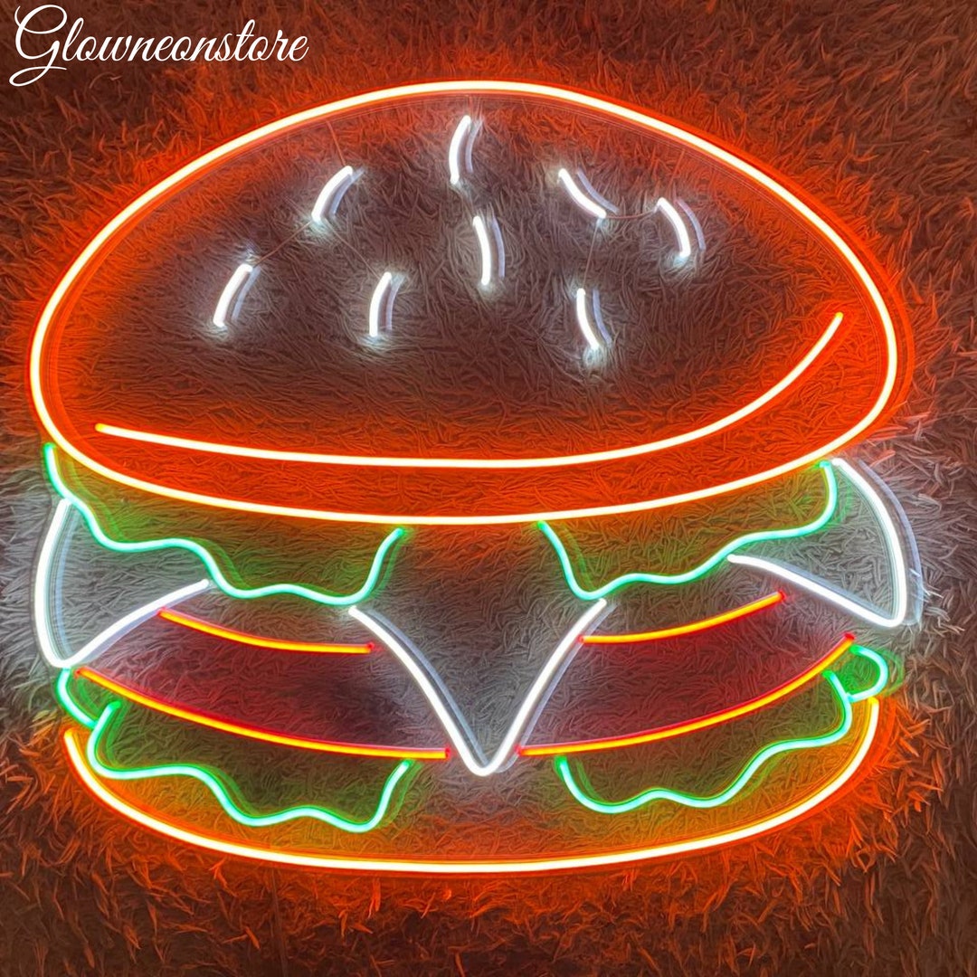 Burger Neon Sign Hamburger LED Sign Gift for Foodie Fast - Etsy