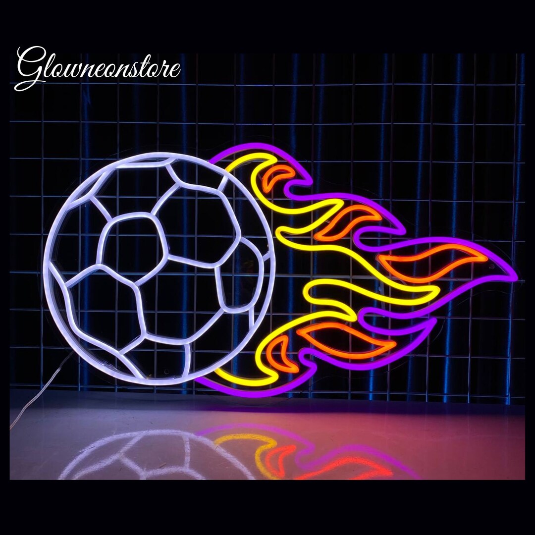 Soccer Ball Fire Neon Sign Football LED Sign Gift for Him - Etsy
