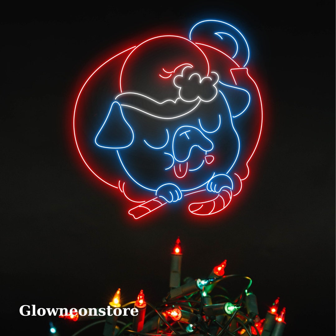 Pug Dog Candy Cane Neon Sign Pug Dog Christmas Led Sign Pug - Etsy