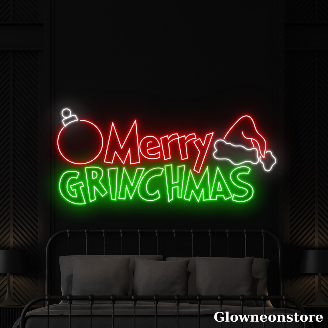 Merry Christmas Neon Sign Santa Hat LED Sign Merry Christmas - Etsy