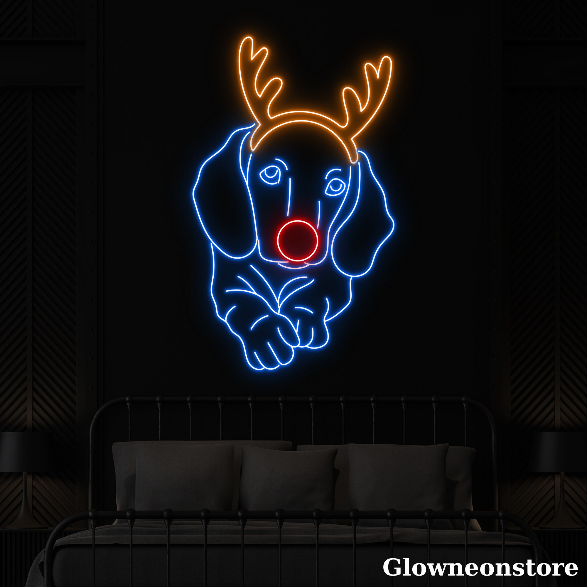 Dachshund Dog With Reindeer Neon Sign Dachshund Dog Led Sign - Etsy