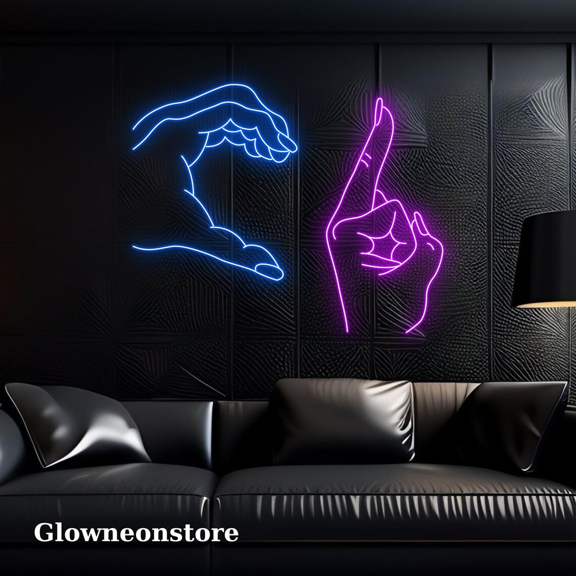 Hand Heart Middle Finger Neon Sign Hand Heart Led Sign - Etsy