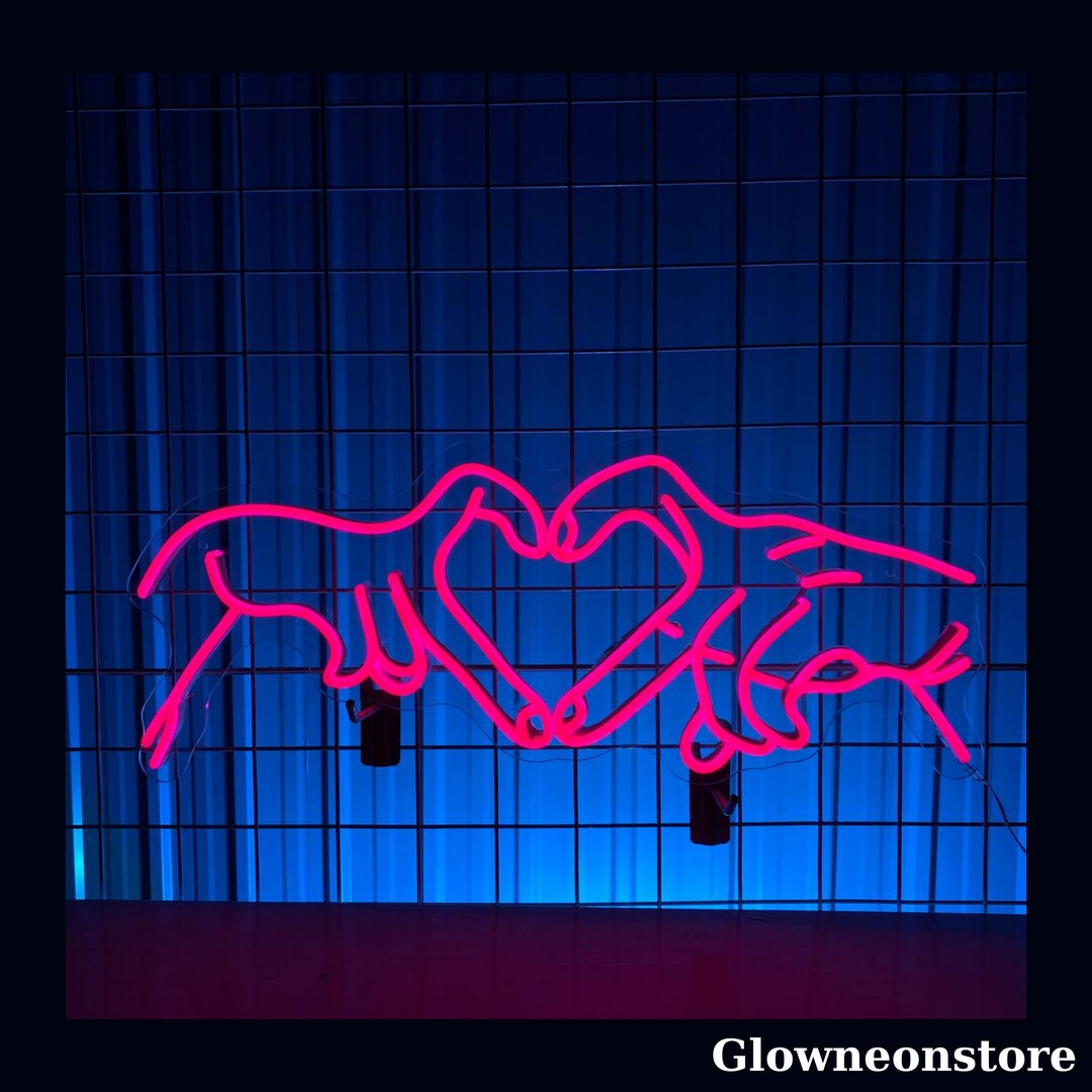 Hand Heart Neon Sign Hand Heart Led Light Finger Heart Neon - Etsy