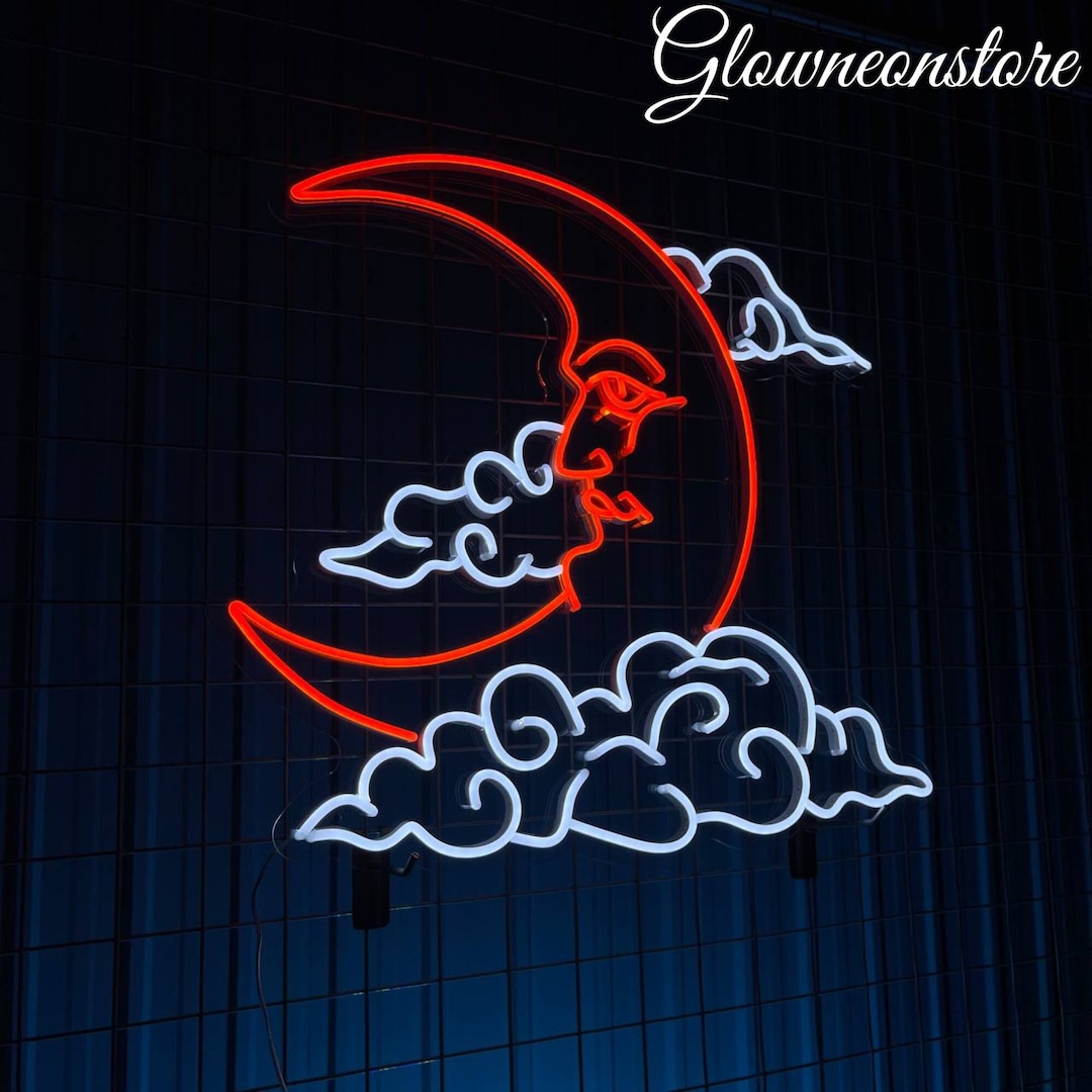 Moon Cloud Neon Sign Moon Cloud Led Light Moon Led Wall - Etsy