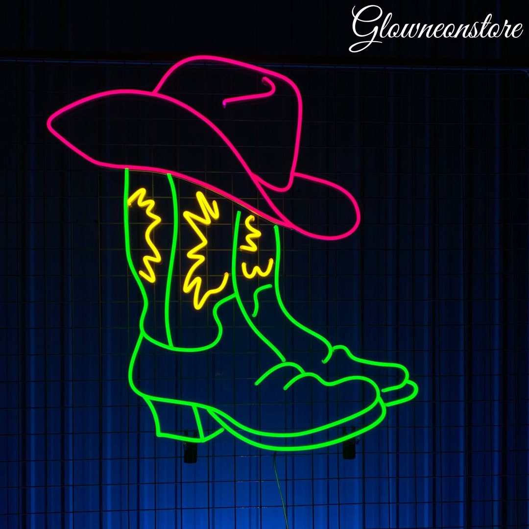Cowboy Boots Led Sign Cowboy Hat Neon Sign Gift for Dad - Etsy