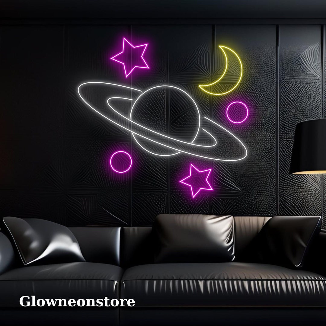 Saturn Planet Neon Light Sign Saturn Star Moon Neon Sign - Etsy