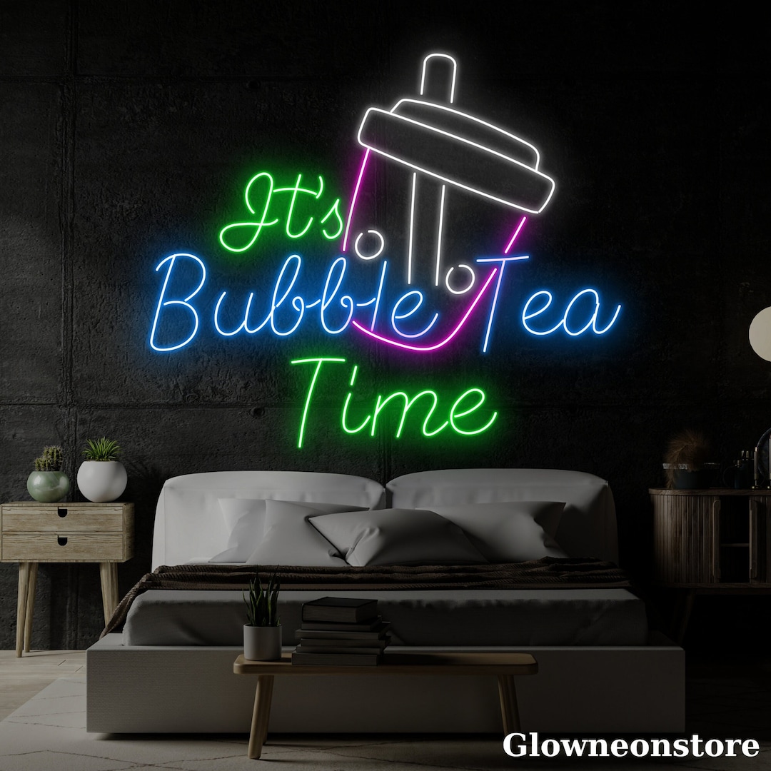 It's Bubble Tea Time Neon Sign It's Bubble Tea Time - Etsy
