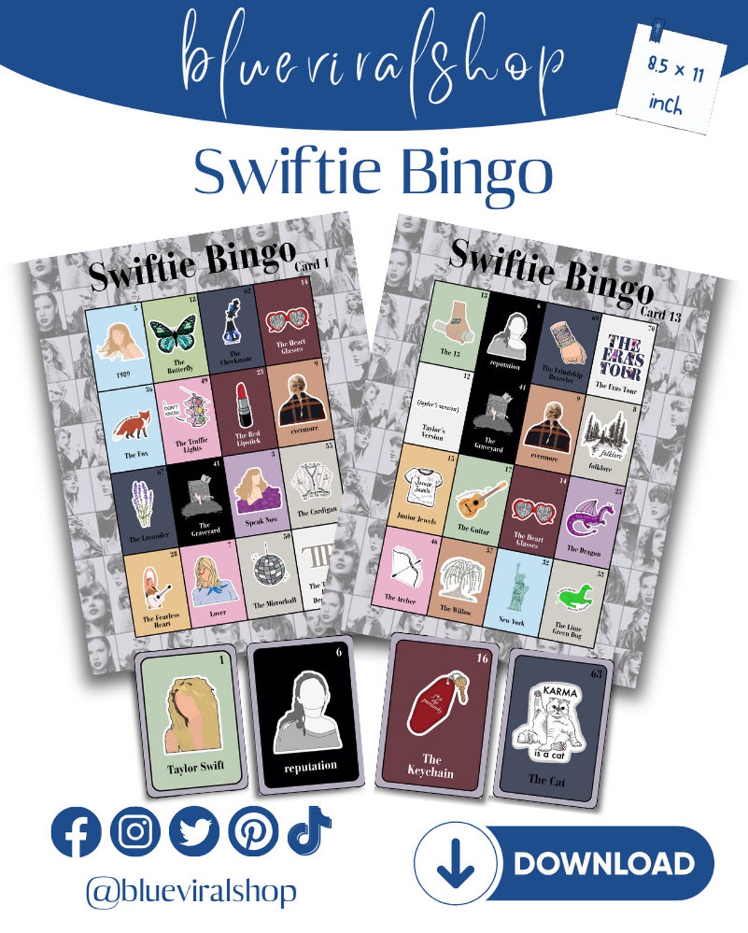 Swiftie Bingo / Swiftie Lottery Taylor Swift Party Printable Board Game ...