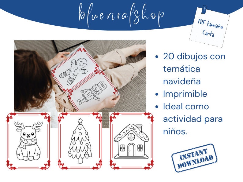 Libro para Colorear Navideño con 20 Dibujos Imprimible - Etsy México