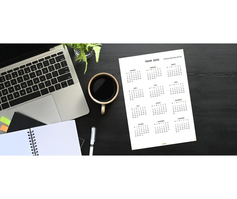 Simple 2024 Printable Calendar A4 Size, A3 Size and Letter Size for ...