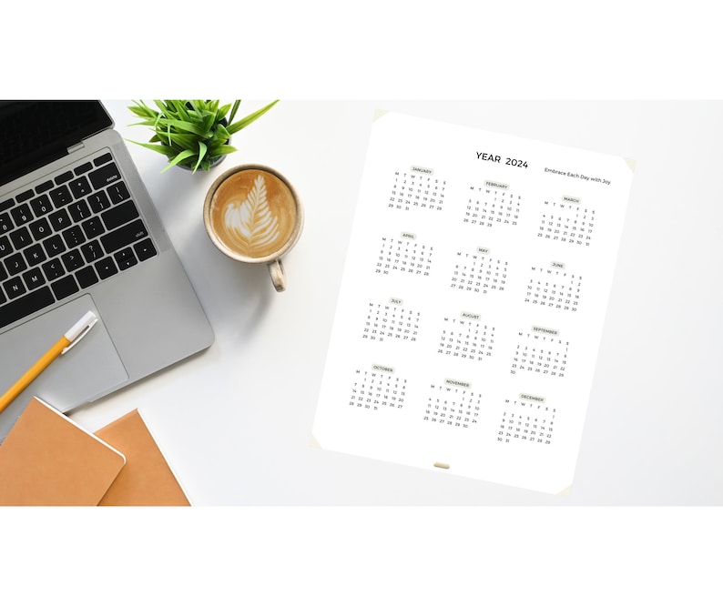 Simple 2024 Printable Calendar A4 Size, A3 Size and Letter Size for ...