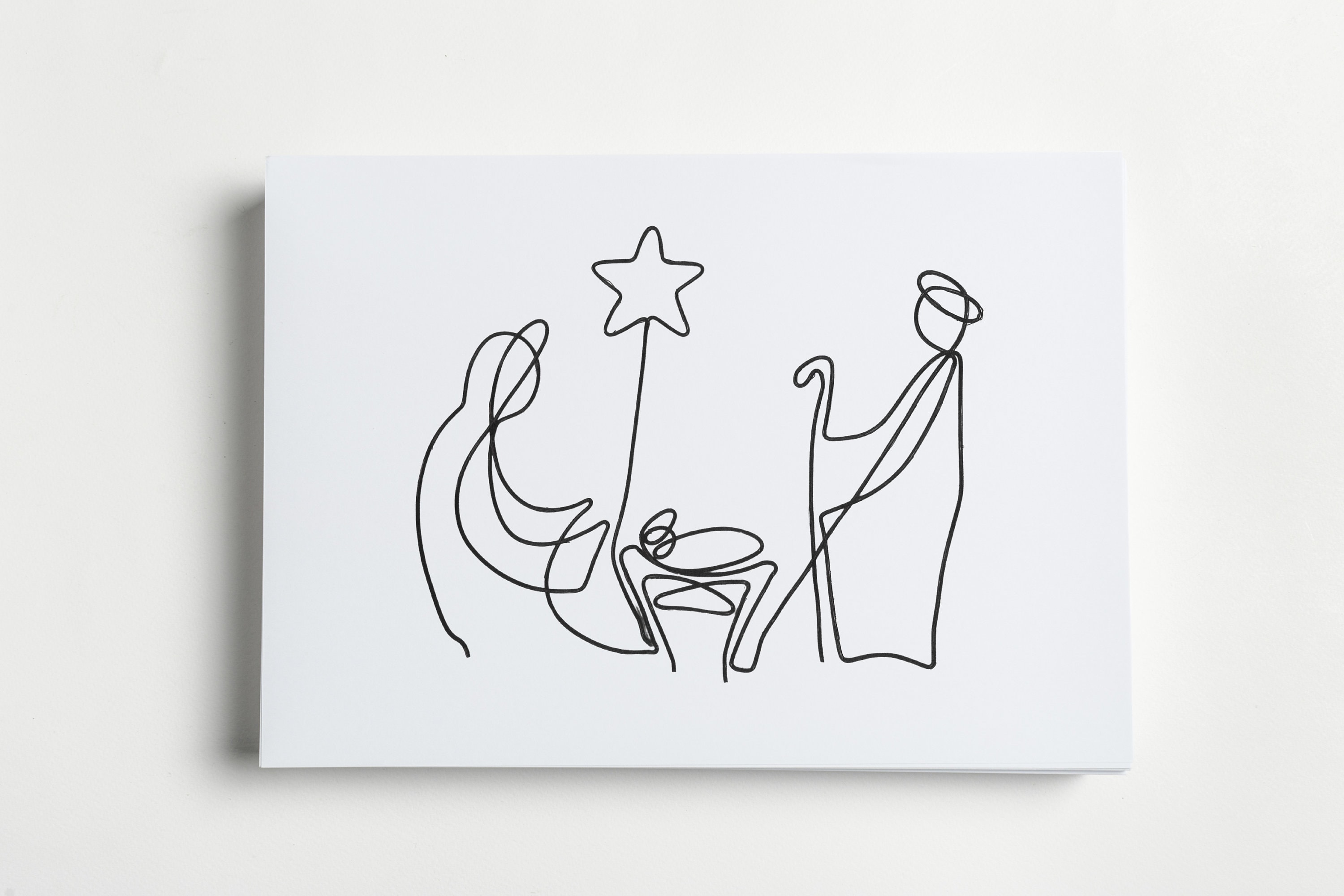 Nativity Scene Minimalist One Line Drawing, Printable Wall Art, Black ...
